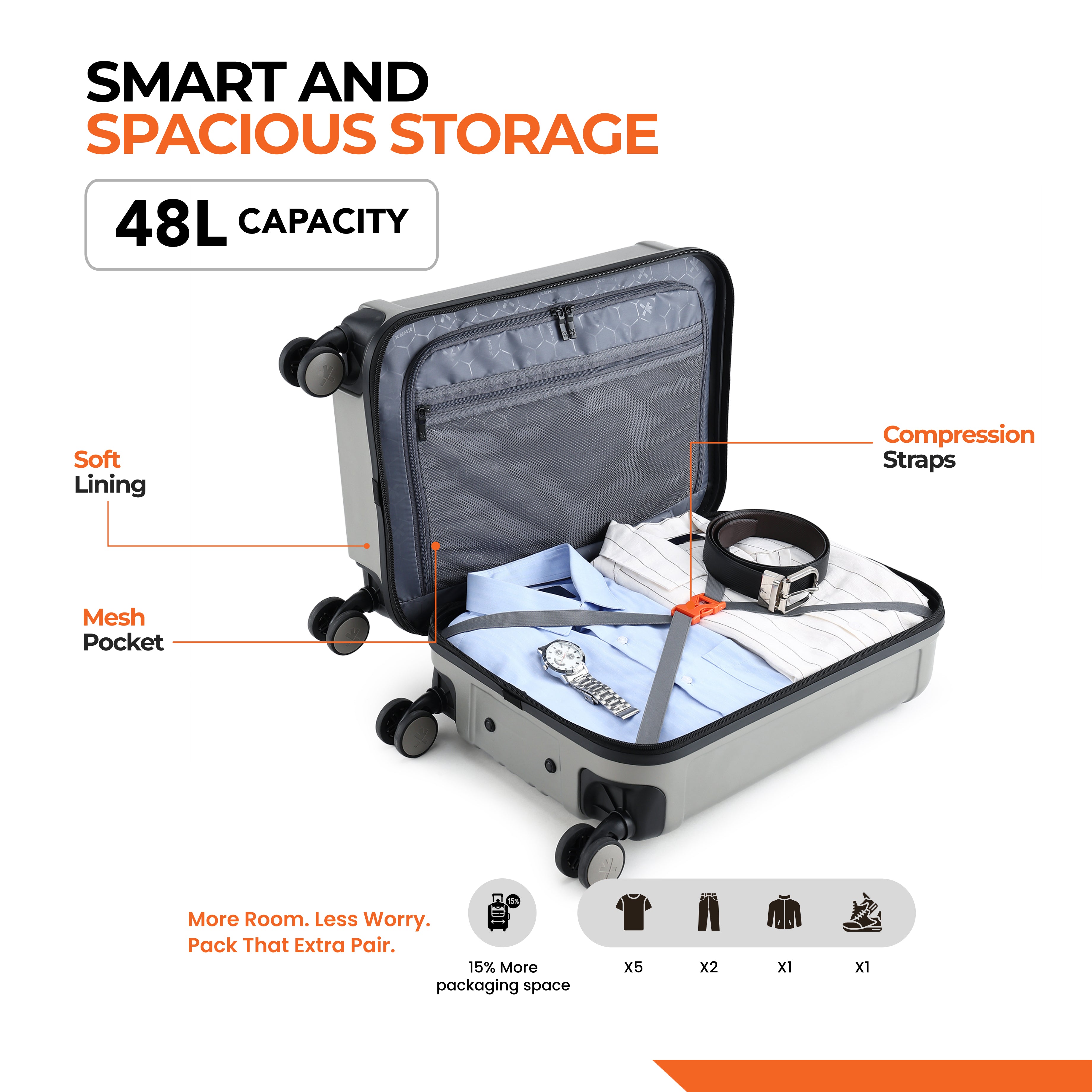 HRX by Hrithik Roshan Laptop Cabin Small Suitcase 8 Wheels - Force Cab ...